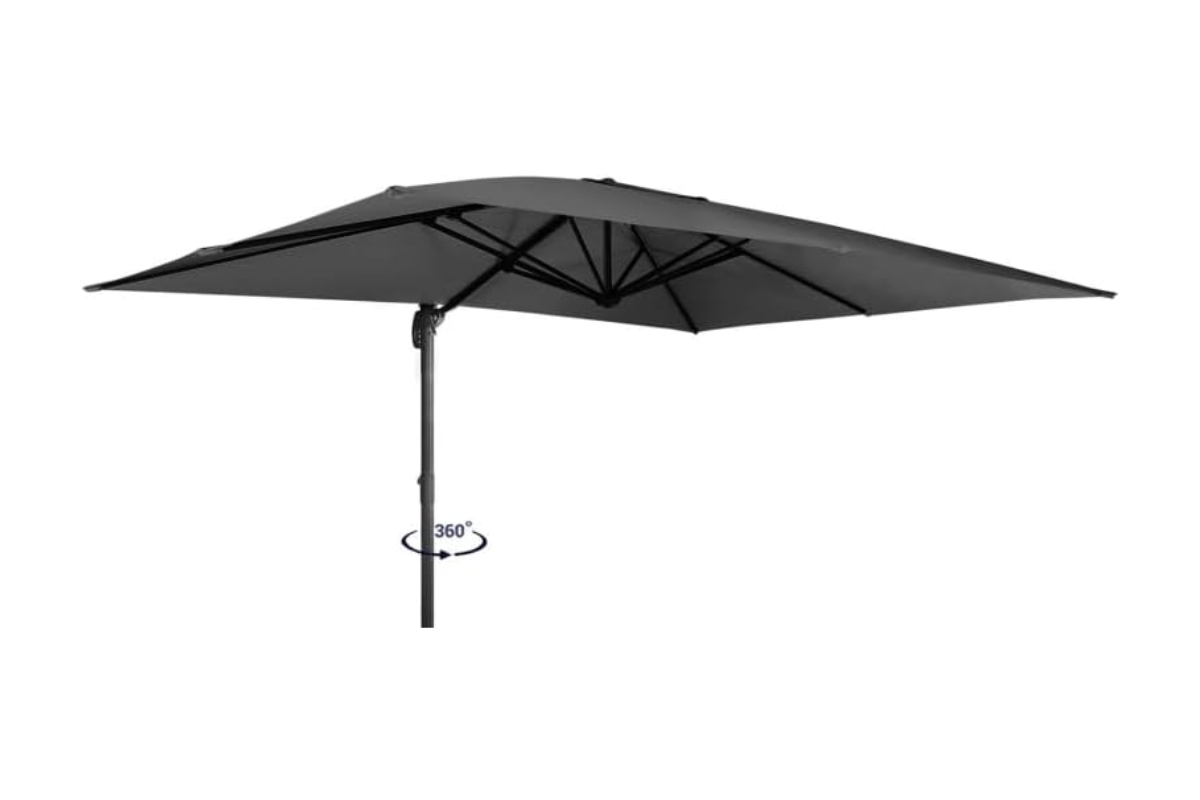 Parasol Alu Déporté rectangle 3X4 Nova Sun Carbon + Pied Granit